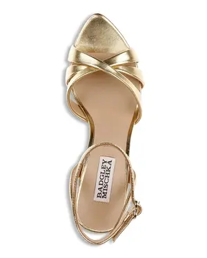 Badgley Mischka Xeilani Stiletto Sandals - Gold Leather