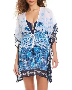 BEYOND CONTROL V Neck Caftan Swim Cover-up - Dark Navy