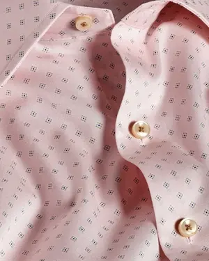 David Donahue Neat Print Shirt - Pink