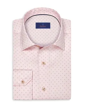 David Donahue Neat Print Shirt - Pink