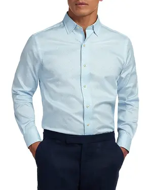 David Donahue Neat Print Shirt - Sky