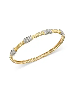 Bloomingdale'S Diamond And 14k Yellow Bangle - Gold