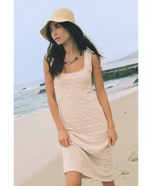 French Connection Nellis Crocheted Midi Dress - Ecru