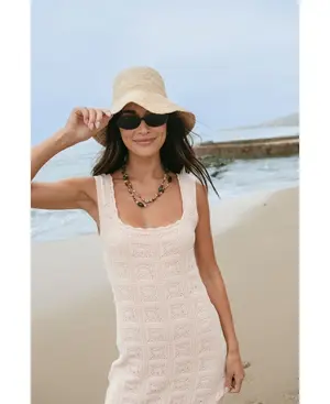 French Connection Nellis Crocheted Midi Dress - Ecru