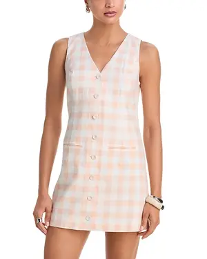 French Connection Aspen Gingham Mini Dress - Seashell Gingham