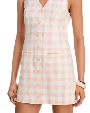 French Connection Aspen Gingham Mini Dress - Seashell Gingham