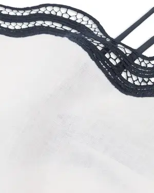 REISS Felicity Scalloped Linen Top