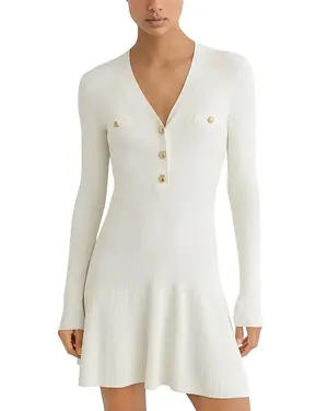 REISS Lavelle Ribbed Knit Mini Dress