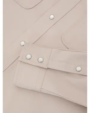 REISS Mcrae Long Sleeve Twill Overshirt - Stone