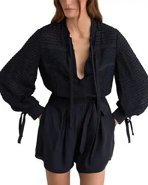 REISS Embroidered Romper - Navy