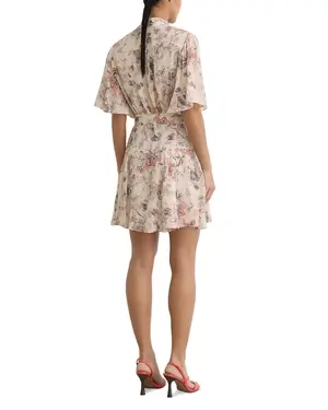 REISS Luna Metallic Floral Mini Dress