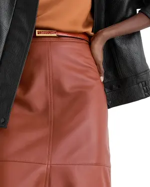 REISS Leather Midi Skirt