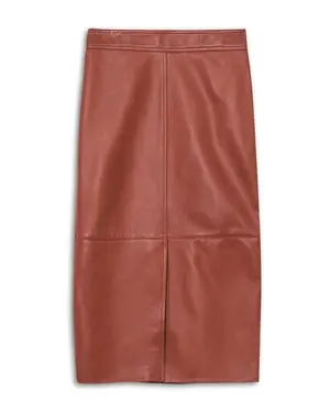 REISS Leather Midi Skirt