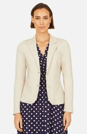 YUMI Stretch Cotton Blazer - Beige
