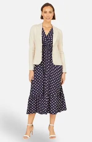 YUMI Stretch Cotton Blazer - Beige