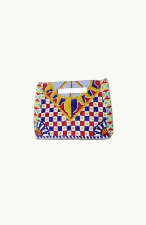 ISLAND TO EAST SIDE Geometric Mosaic Tile Handle Pouch - Multi
