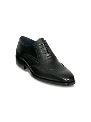 PAUL FREDRICK Leather Wing Tip Oxford - Black