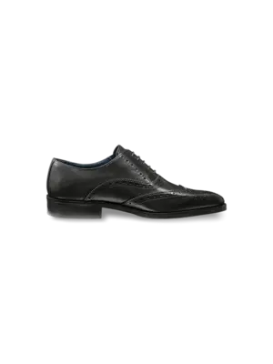 PAUL FREDRICK Leather Wing Tip Oxford - Black