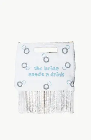 ISLAND TO EAST SIDE The Bride Needs A Drink Handle Pouch - White