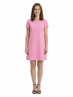 24SEVEN COMFORT APPAREL Essential Petite Mini Shift Dress - Pink