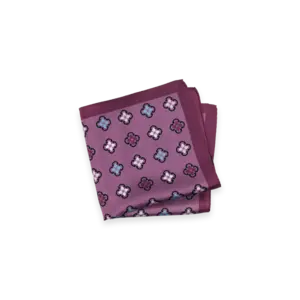 PAUL FREDRICK Patterned Silk Pocket Square - Purple Multi