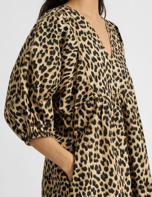 ALBARAY Animal Print Cotton Midi Dress - Brown