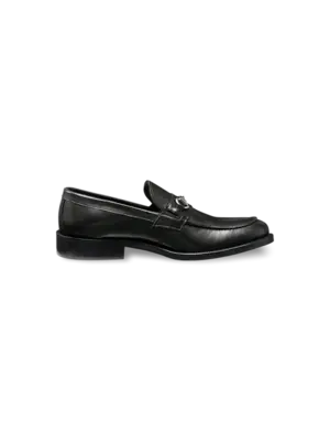PAUL FREDRICK Leather Archer Bit Loafer - Black
