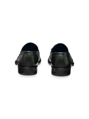 PAUL FREDRICK Leather Archer Bit Loafer - Black