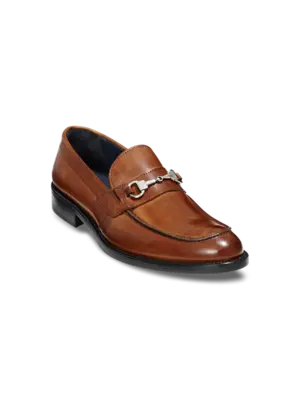 PAUL FREDRICK Leather Archer Bit Loafer - Chestnut