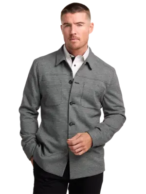 PAUL FREDRICK Herringbone Shirt Jacket
