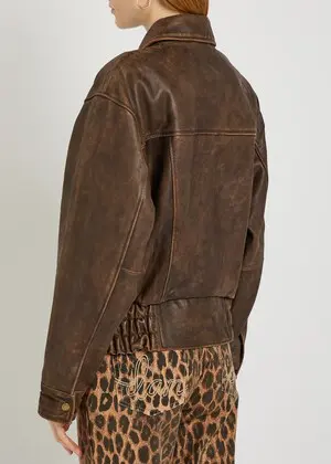 REFORMATION Daphne Panelled Leather Jacket