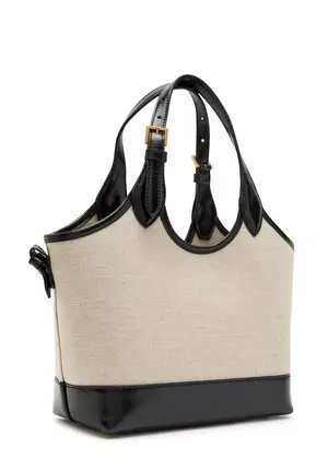 Versace Small Leather And Canvas Tote Bag - Black