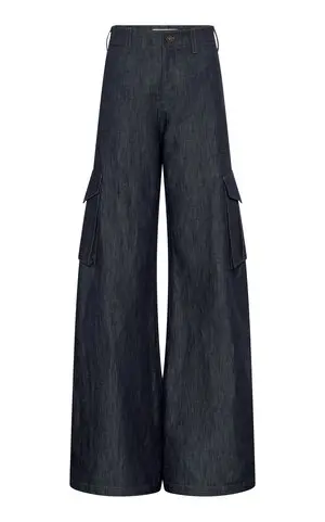 Gabriela Hearst Eos Cotton-blend Wide-leg Pants - Navy