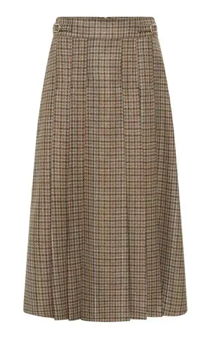 GABRIELA HEARST Checked Wool-Silk Midi Skirt