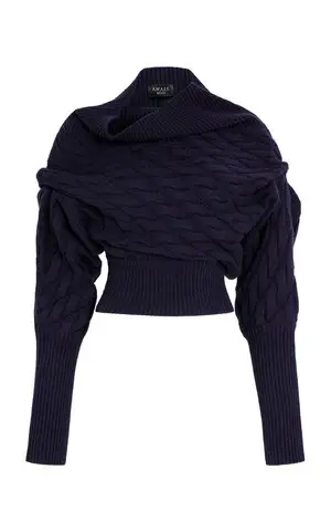 A.W.A.K.E. Mode Merino Wool-cashmere Cable-knit Pullover - Navy