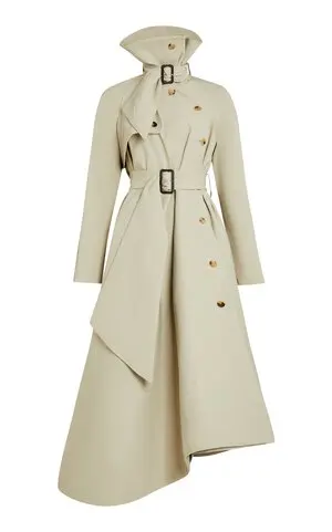 A.W.A.K.E. Mode Belted Flared Trench Coat - Khaki