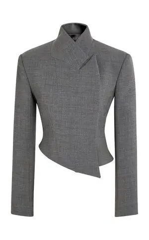 A.W.A.K.E. Mode Wool-blend Cropped Double-breasted Jacket - Grey