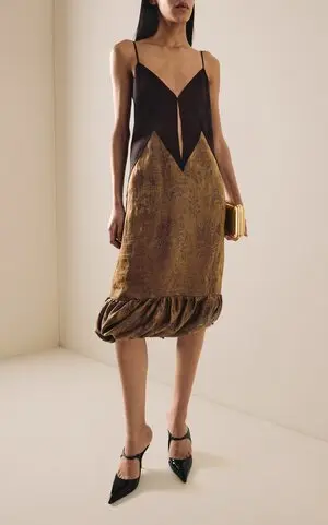 FERRAGAMO Brocade Slip Midi Dress