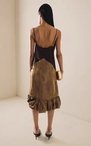 FERRAGAMO Brocade Slip Midi Dress