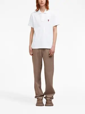 AMI Paris De Coeur Cotton Polo Shirt - White