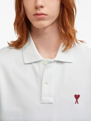 AMI Paris De Coeur Cotton Polo Shirt - White