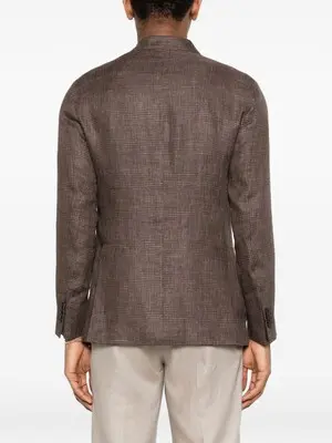 Boglioli Linen Double-breasted Jacket - Brown