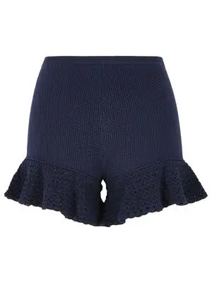 SELF-PORTRAIT Viscose Blend Shorts - Navy