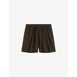 TEKLA Striped Cotton-poplin Shorts - Coffee