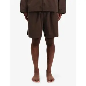 TEKLA Striped Cotton-poplin Shorts - Coffee
