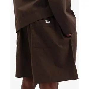 TEKLA Striped Cotton-poplin Shorts - Coffee
