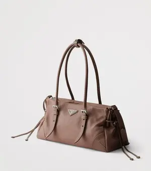 Prada Medium Leather Bonnie Shoulder Bag - Brown