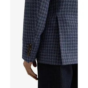 REISS Romana Notch-lapel Dogtooth Wool And Linen Blazer