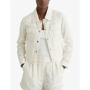 REISS Flap-pocket Lace Jacket