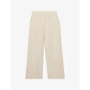 REISS Wide-leg High-rise Pinstriped Trousers - Cream Black